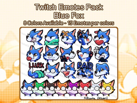 BLUE Fox Twitch Emotes - Etsy