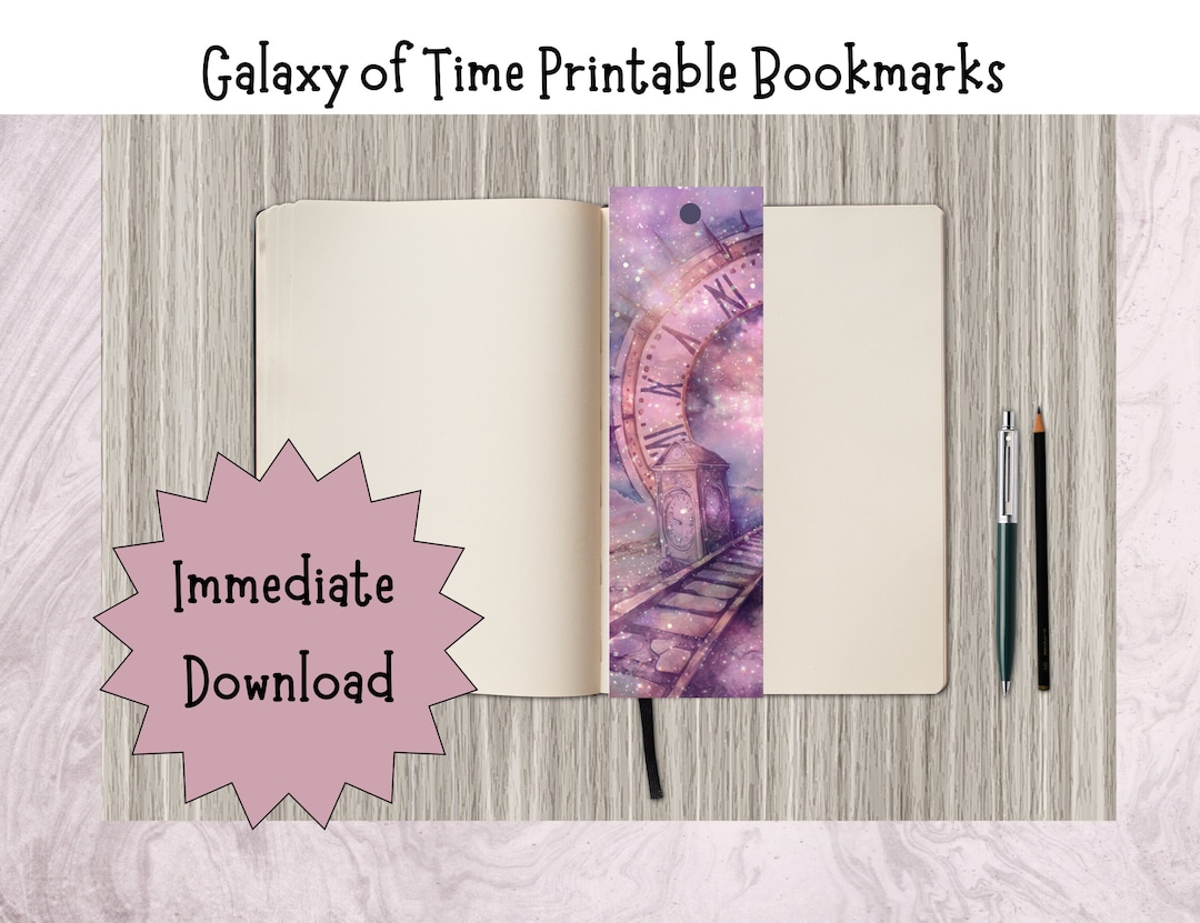 Galaxy Clock Printable Bookmarks - Etsy