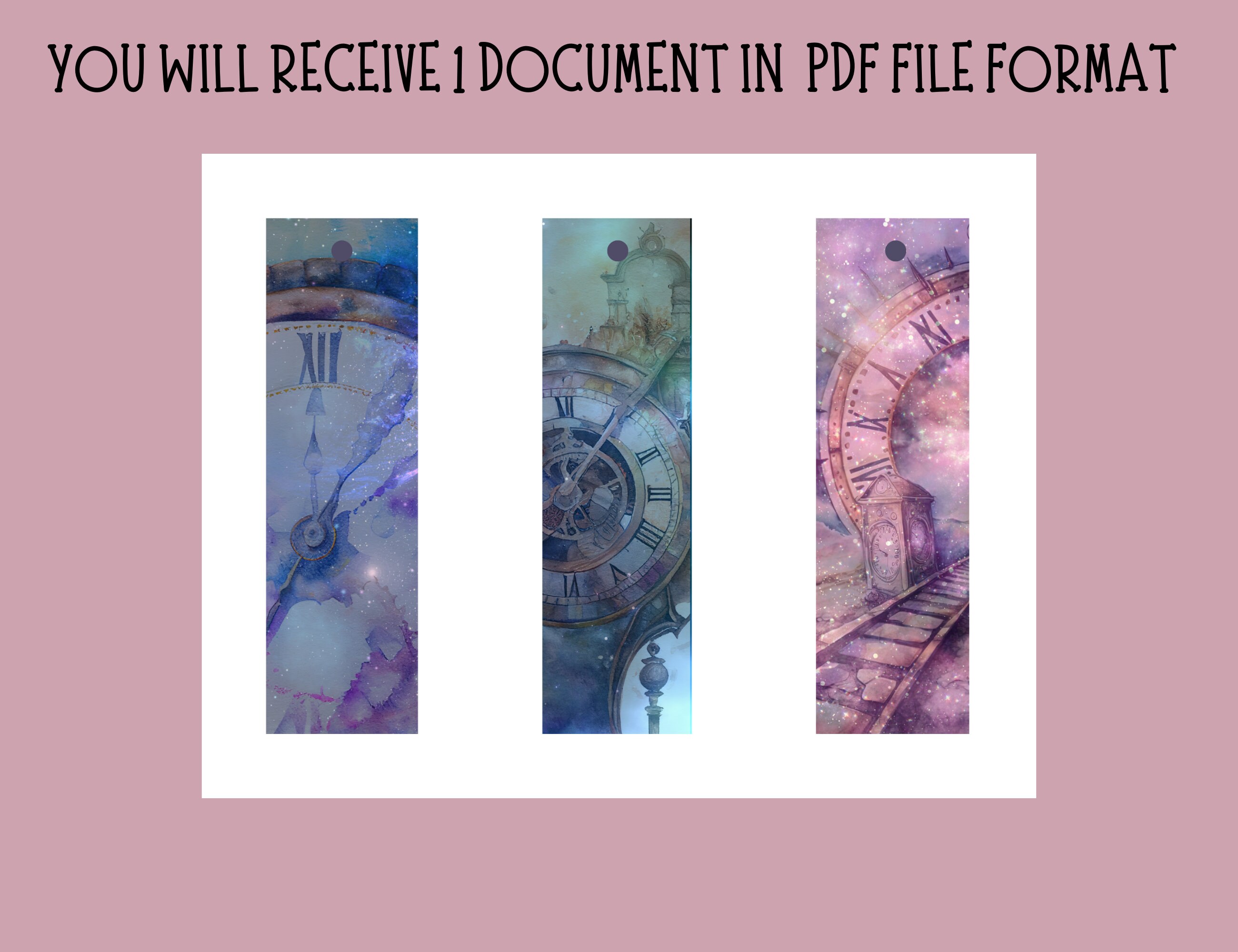 Galaxy Clock Printable Bookmarks - Etsy