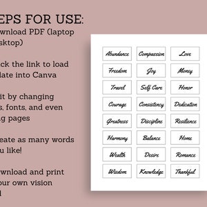 Editable Vision Board | Manifestation Words Template - Etsy