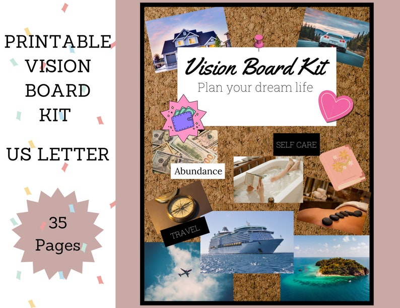 Vision Board Kit Printable | Printable Words and Photos for Manifesting ...