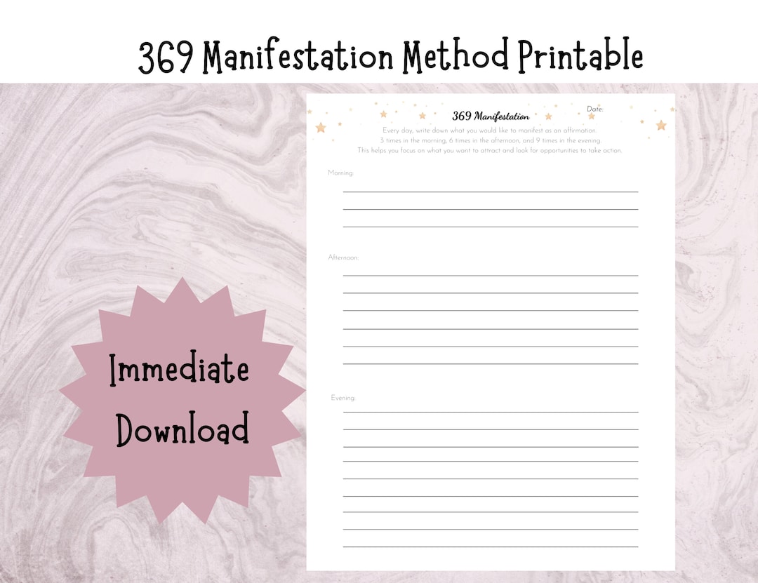 369 Manifestation Method Printable, Law of Attraction - Etsy