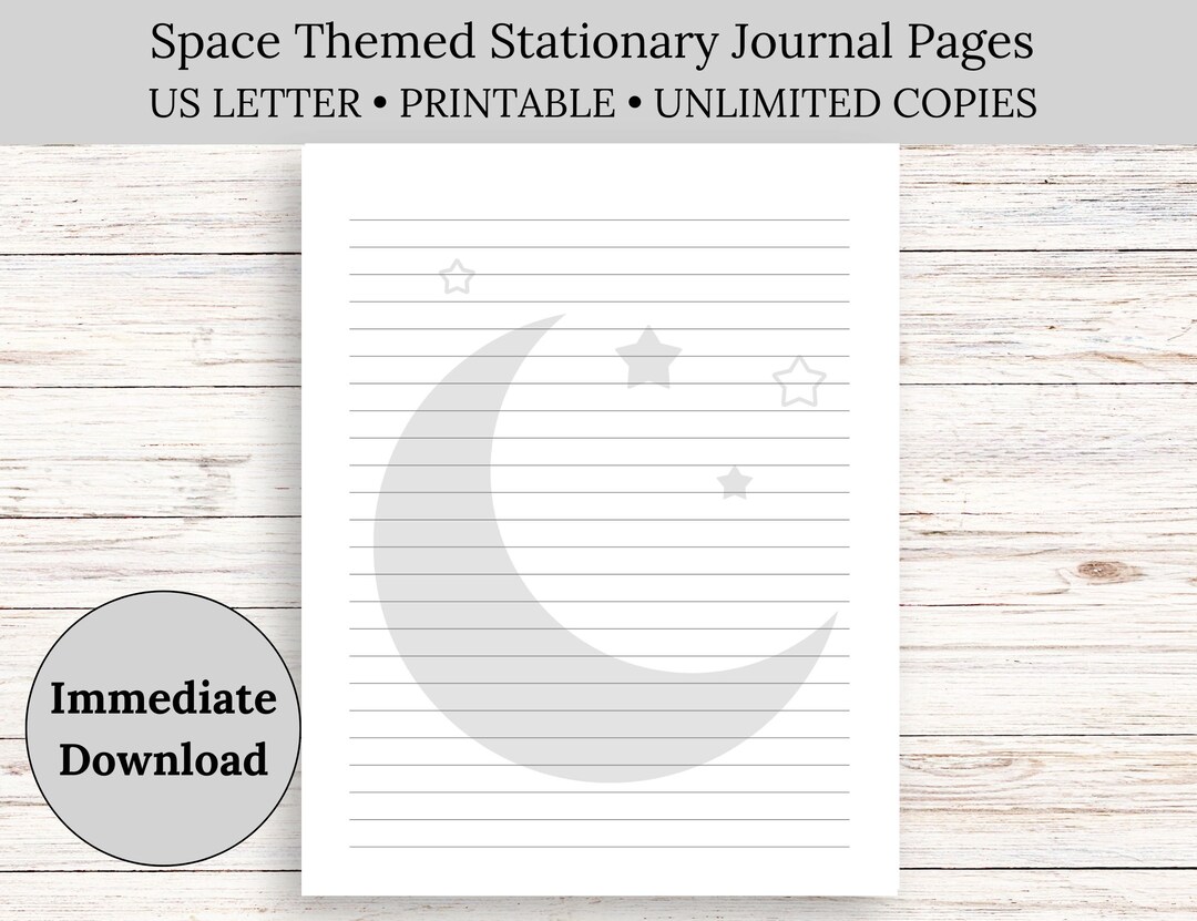 Space Theme Lined Stationary Journal Pages Printable - Etsy