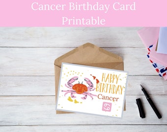 Cancer Birthday Card | Printable Zodiac Birthday Card for Cancer ...