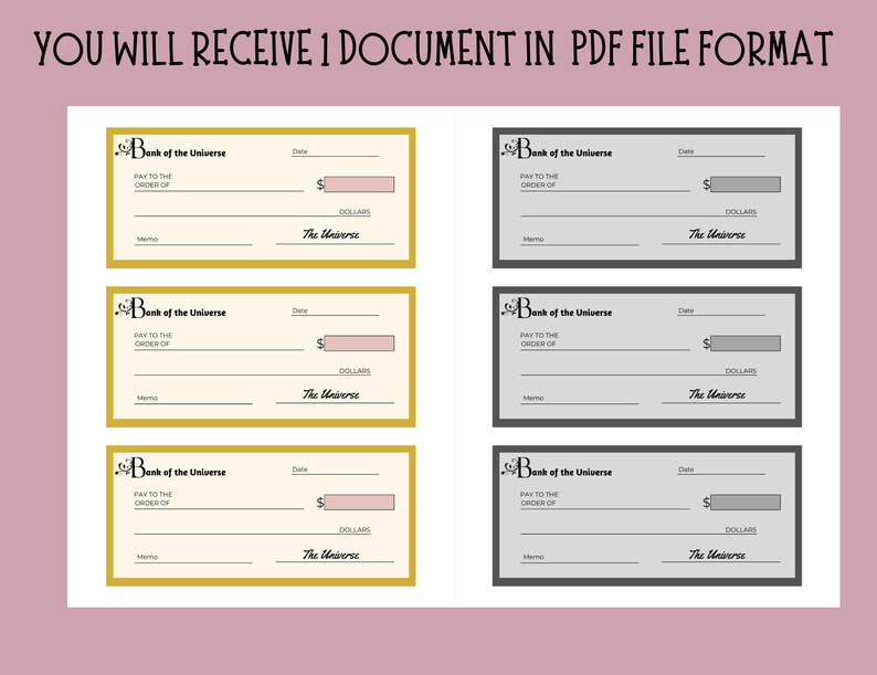 Printable Blank Abundance Checks, Prosperity Checks, Manifestation ...