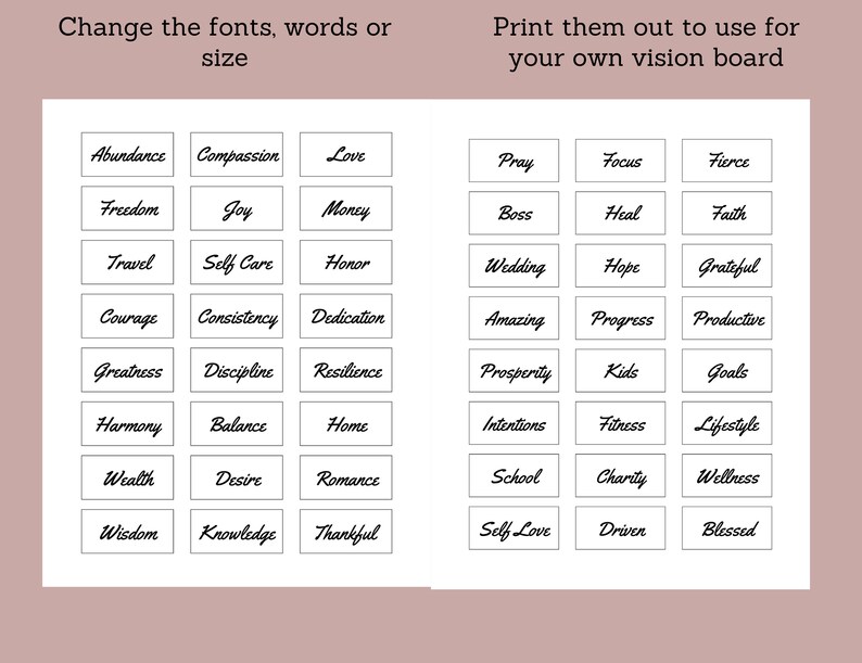 Editable Vision Board | Manifestation Words Template - Etsy