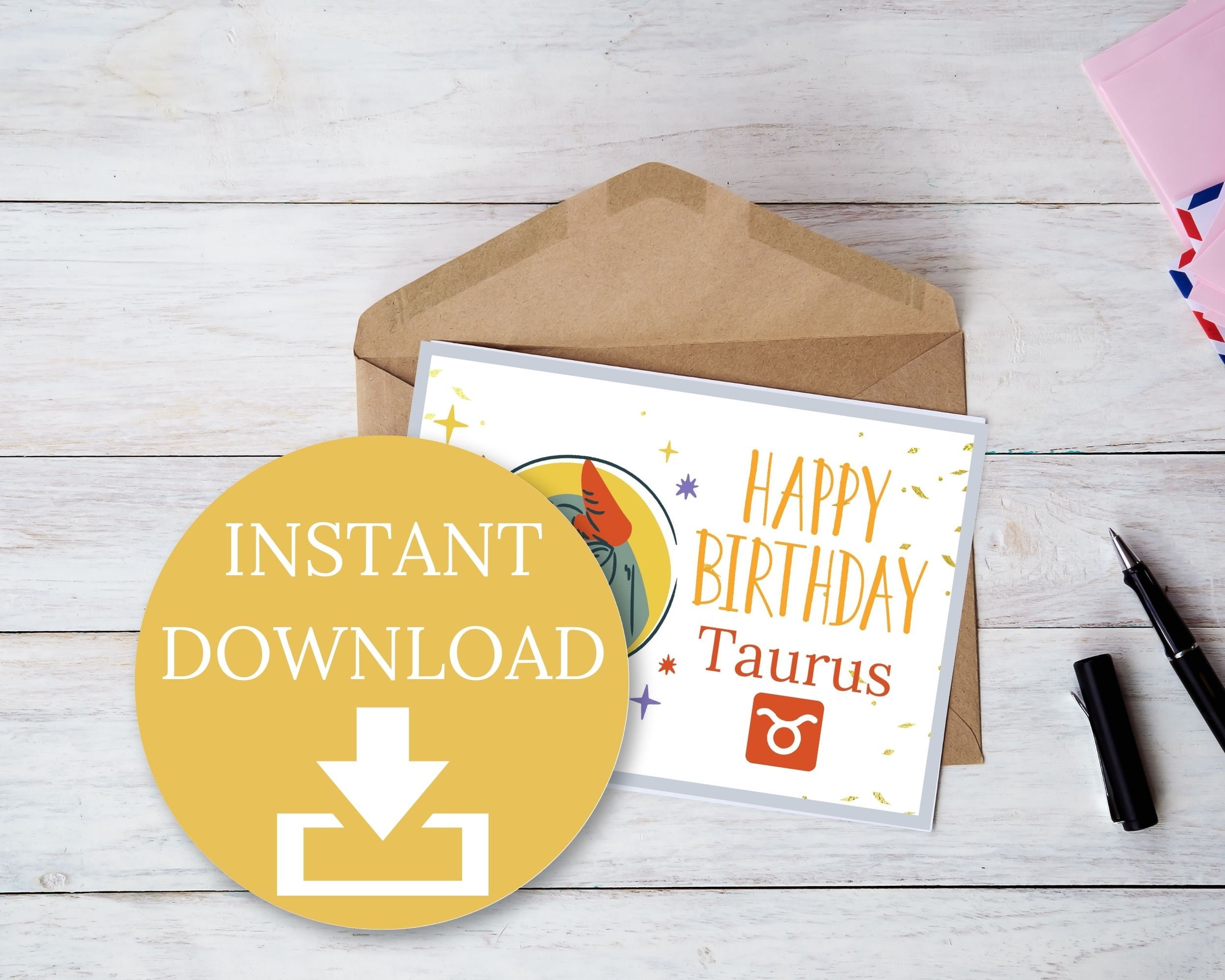 Simple Taurus Birthday Card Printable - Etsy