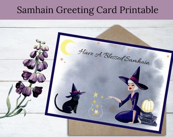 Samhain Blessings Printable 5 X 7 Greeting Card Forest Animals - Etsy