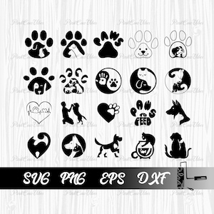 Dog Paw Print SVG Bundle, Pet Paw SVG, Dog Lover Svg Print, Animal Paw ...