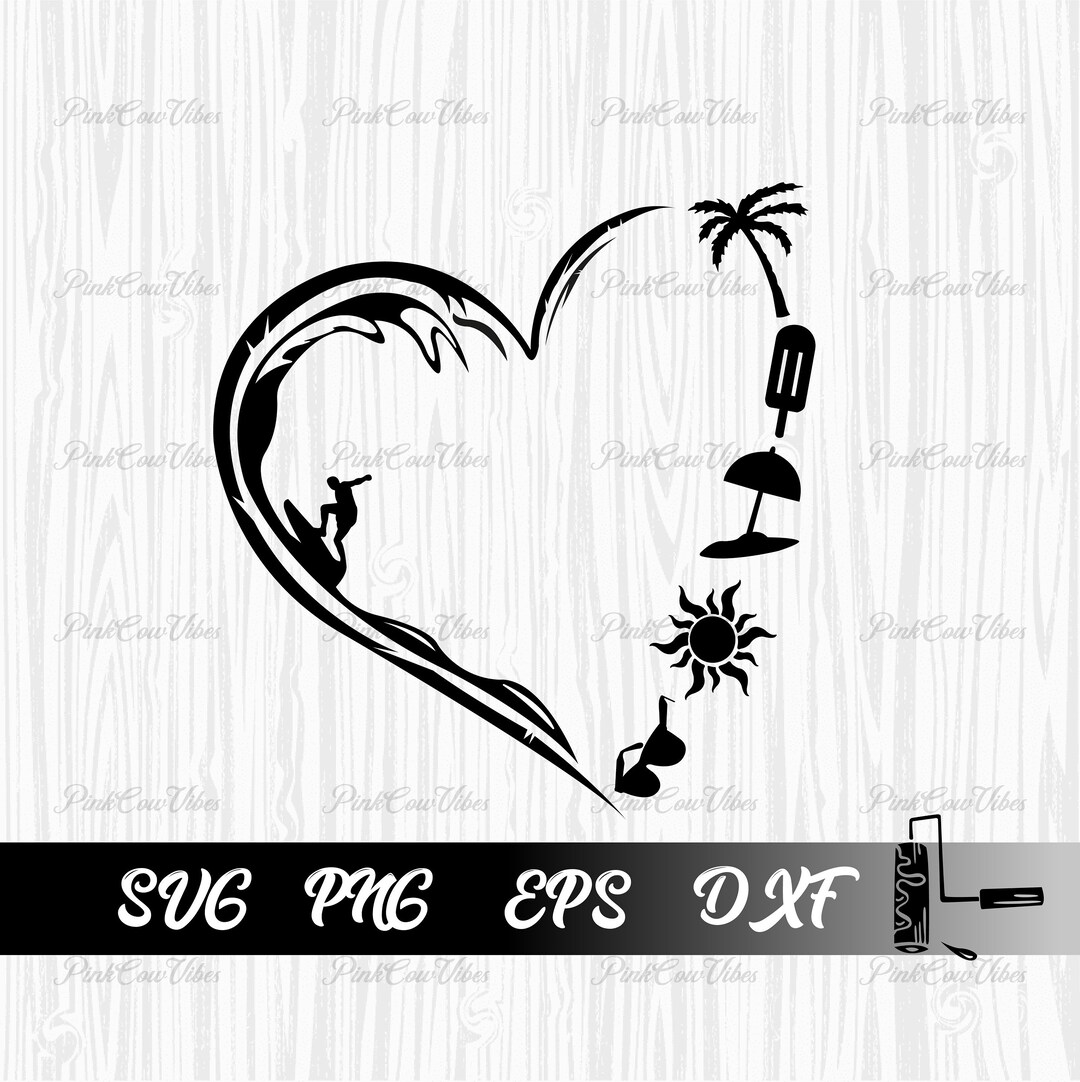 Ocean Wave Heart Svg, Cute Heart Sea Wave Svg, Dxf, Png, Eps, Ocean ...