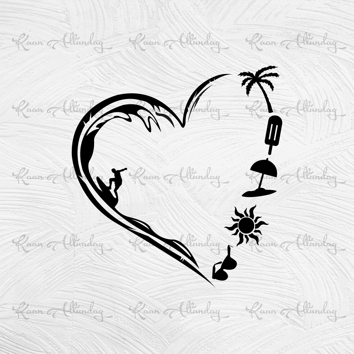 Ocean Wave Heart Svg Cute Heart Sea Wave Svg Dxf Png Eps | Etsy