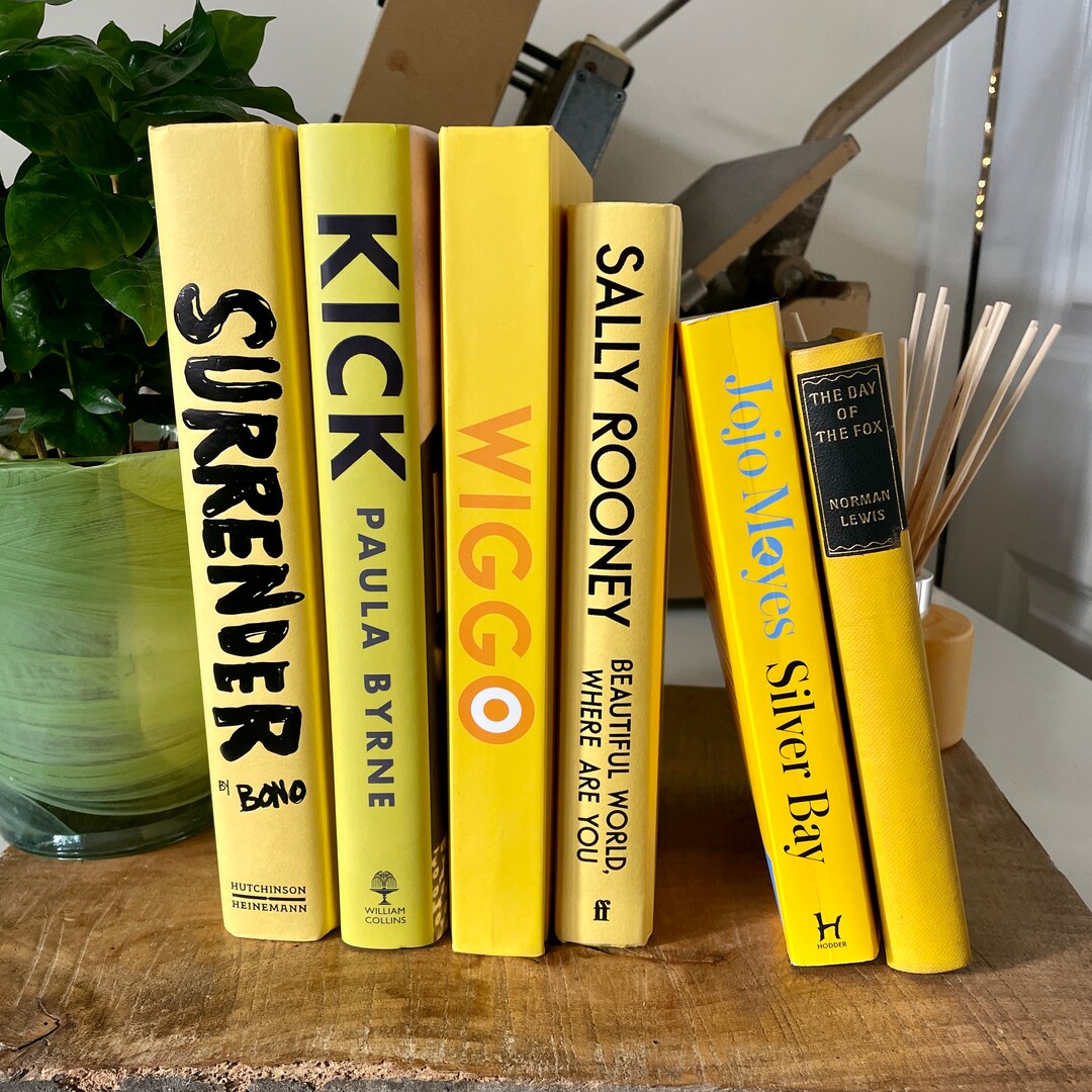 Yellow Book Stack Decorative Book Stack Decor Books for - Etsy