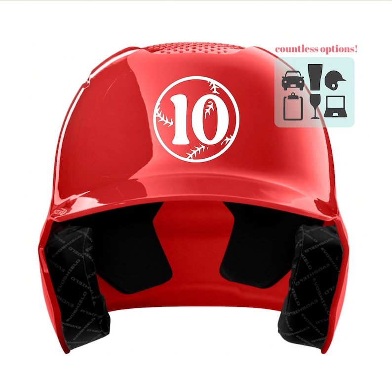 Baseball Helmet Decal With Number / Player Helmet Decal / - Etsy