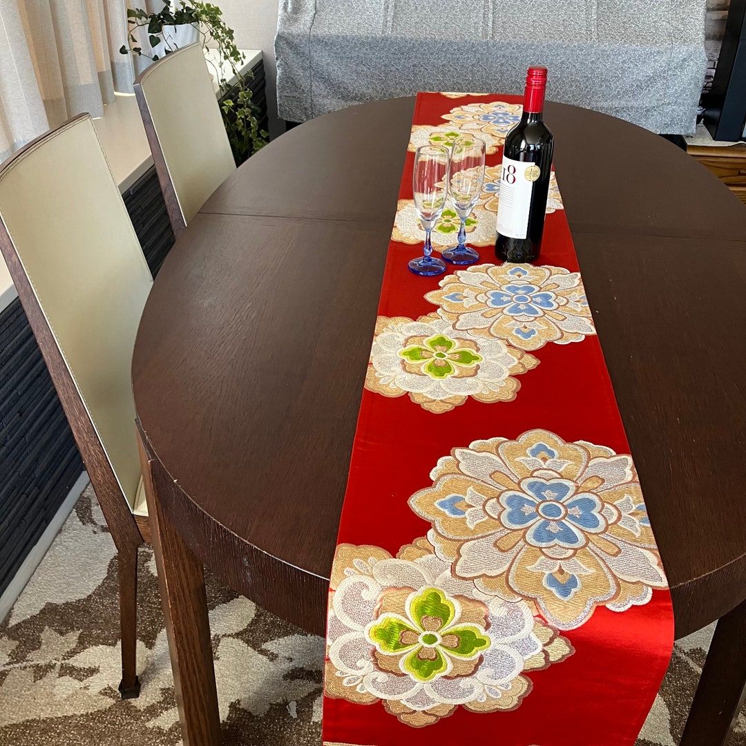100% Silk Textile Table Runner Remade by a Kimono Belt - Etsy