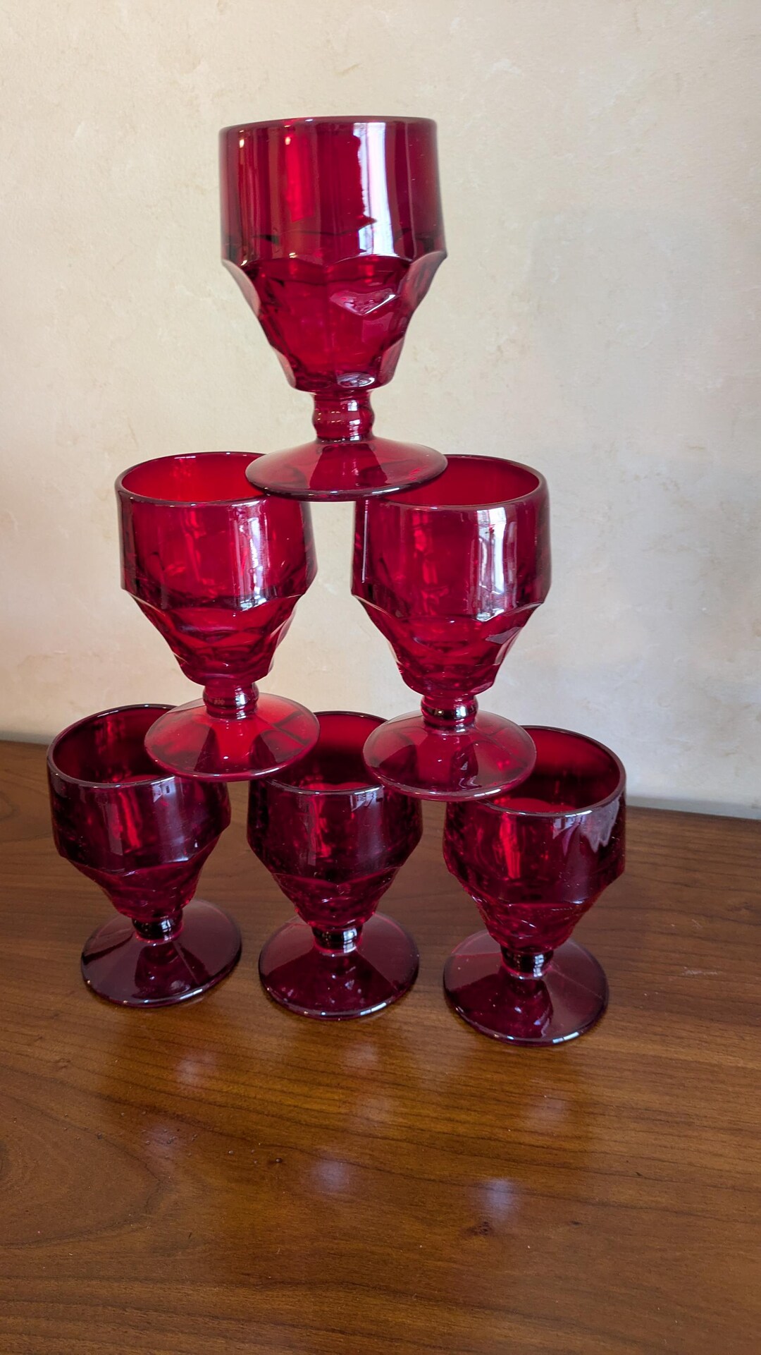 Vintage Imperial Red Viking Glass Goblets - Etsy