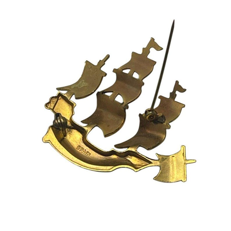 Vintage Pirate Ship Brooch Pin, Gold Color - Etsy