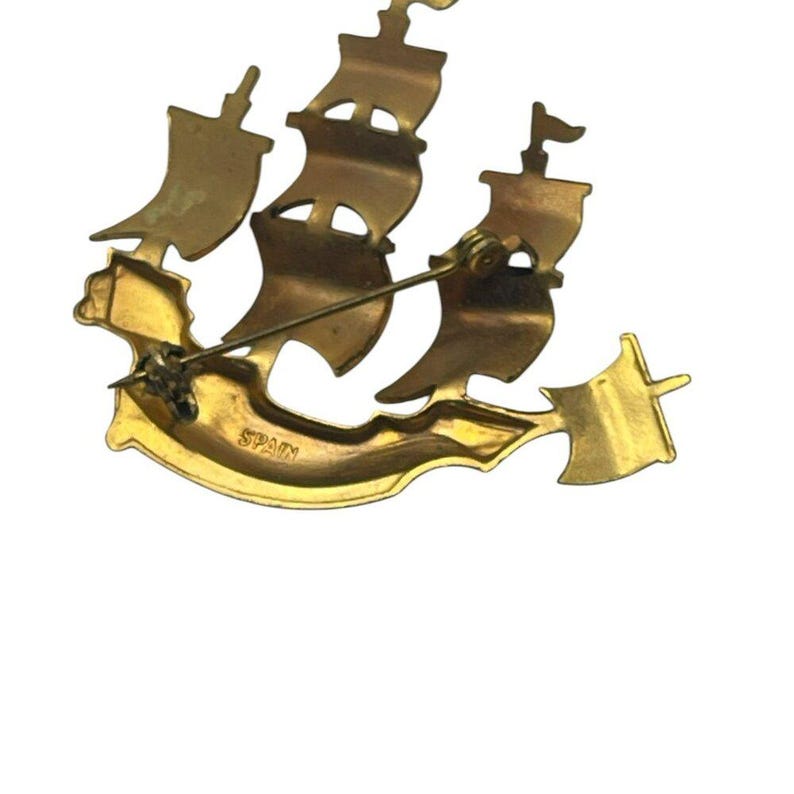 Vintage Pirate Ship Brooch Pin, Gold Color - Etsy