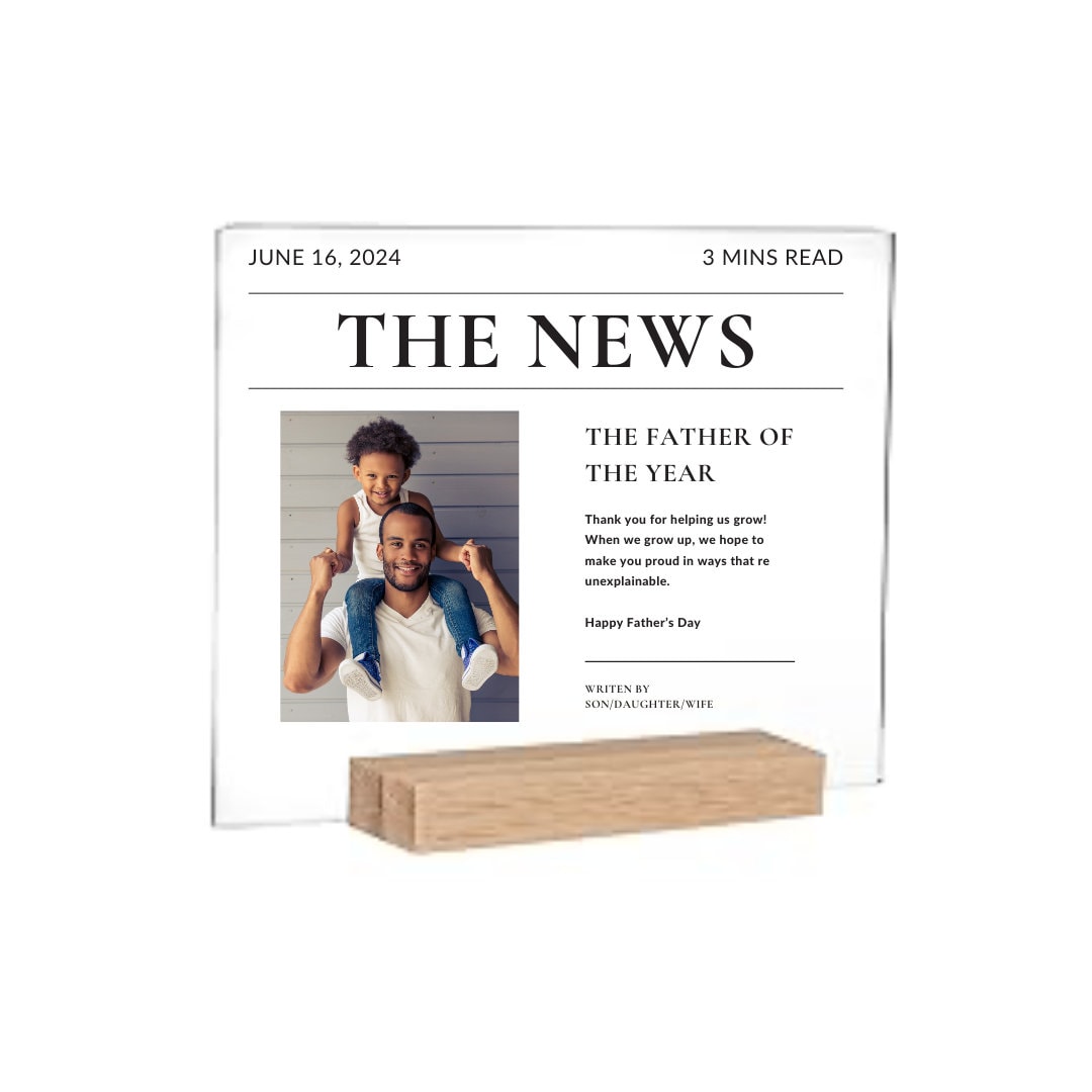 Acrylic Plaque With Custom Photo Newspaper Design Acrylic Sign ...