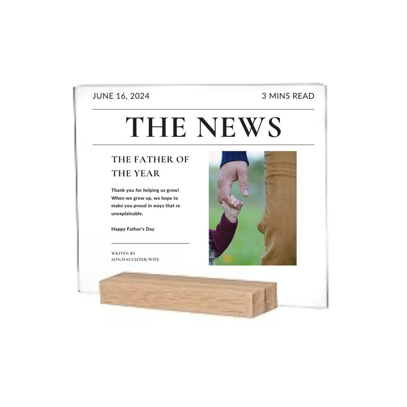 Acrylic Plaque With Custom Photo Newspaper Design Acrylic Sign ...