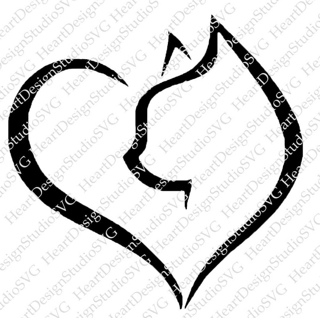 Cat Head Heart Instant Downloads in Black & White 2-SVG, 2-PNG, 2-EPS ...