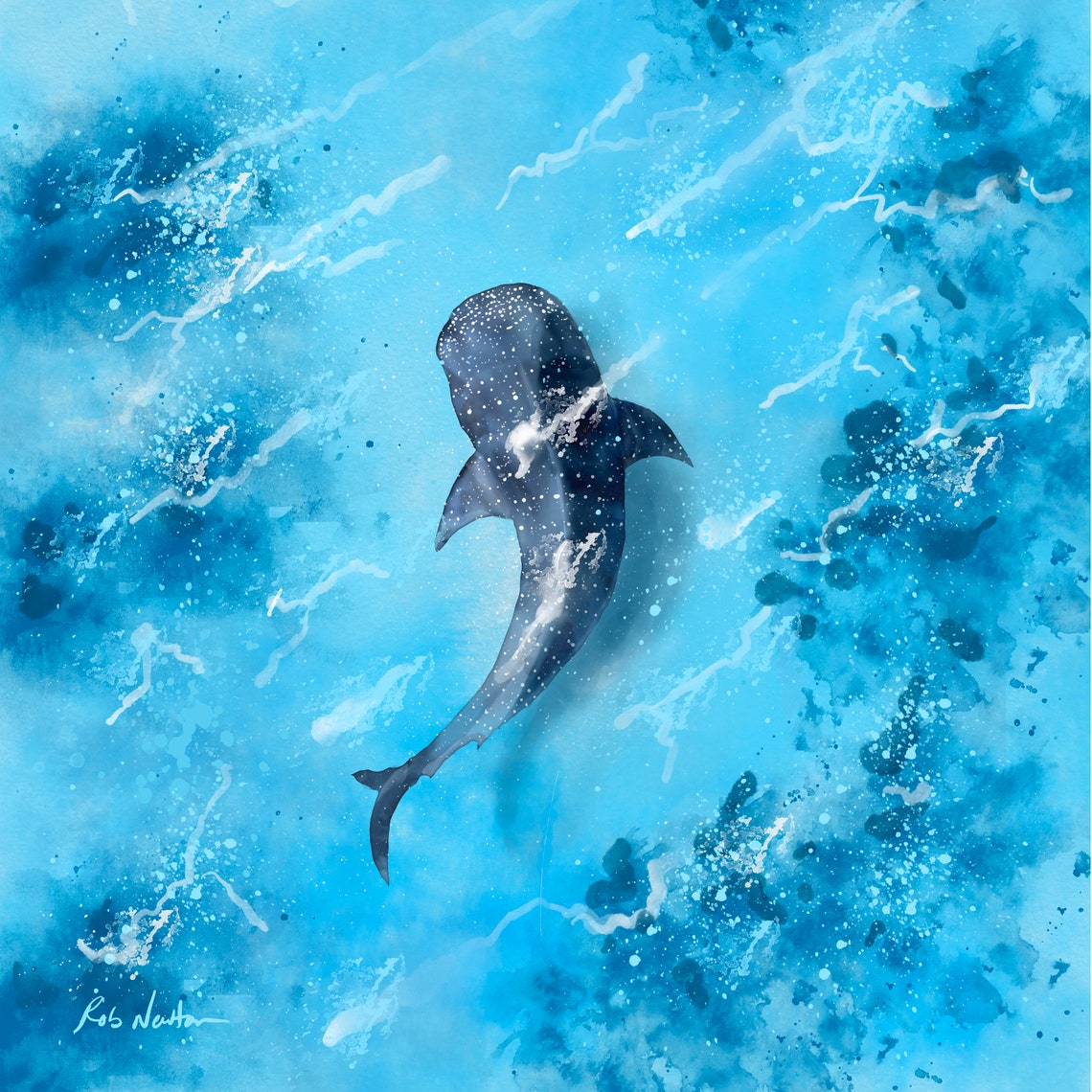 Whale Shark Reef Whale Shark Watercolor Canvas Print Wall | Etsy