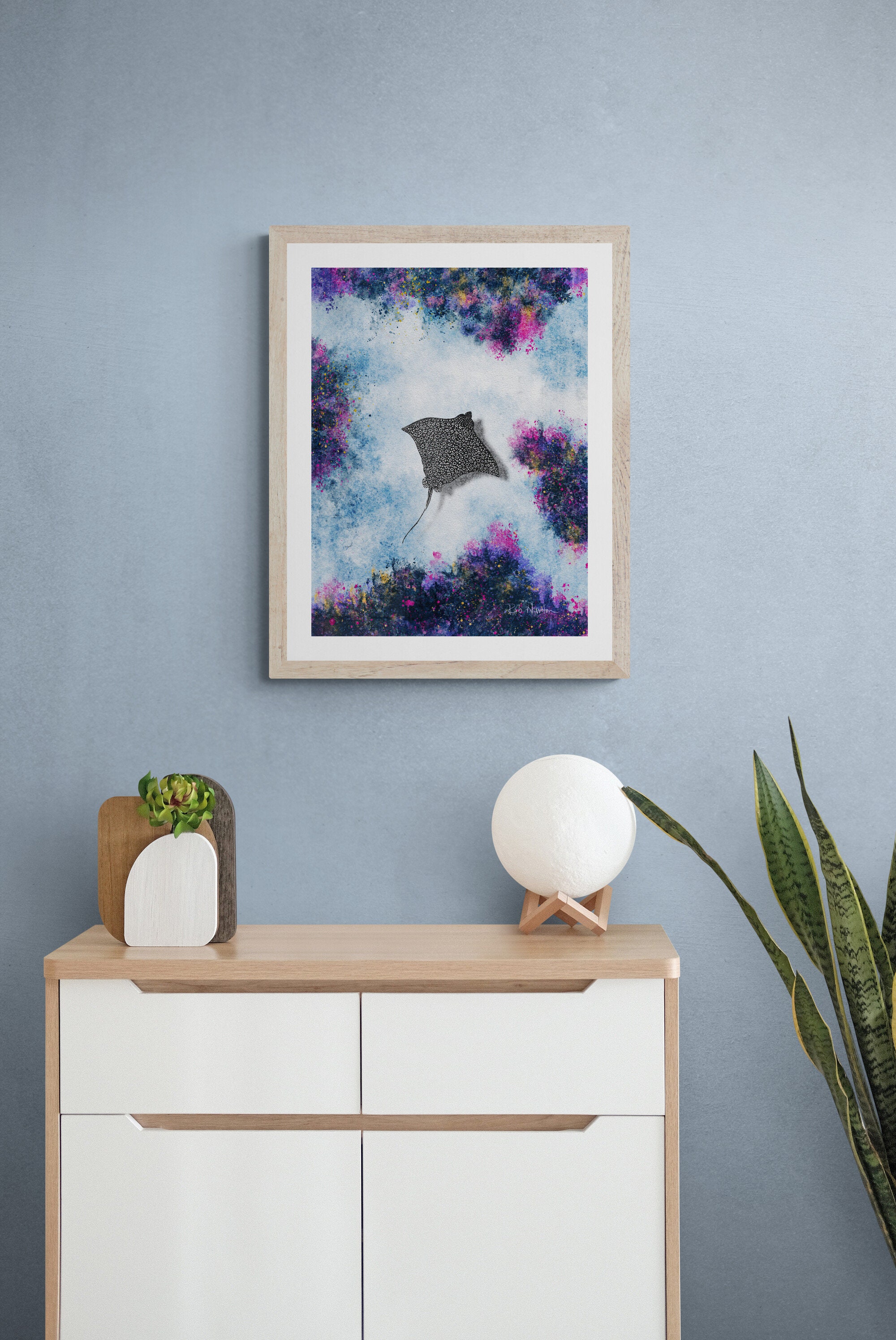 Spotted Eagle Ray Watercolor Underwater Art Print Sting Ray - Etsy