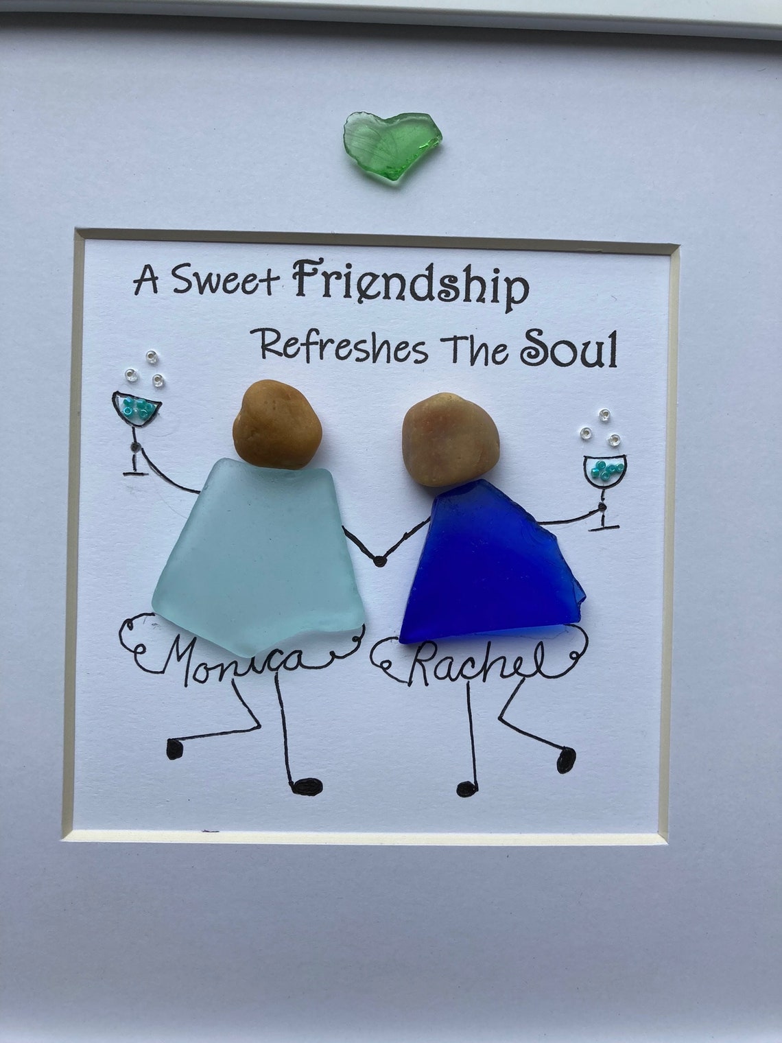 Personalized Friend Art Sea Glass Art Best Friend Art | Etsy
