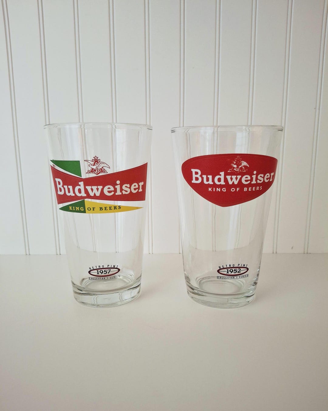 Vintage Budweiser Beer Lager Pint Glasses 1952/ 1957 Collectors Series ...