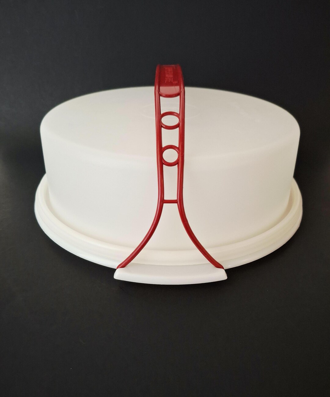 Vintage Tupperware Pie Carrier: Harvest Gold & White Dome, Red Handle ...