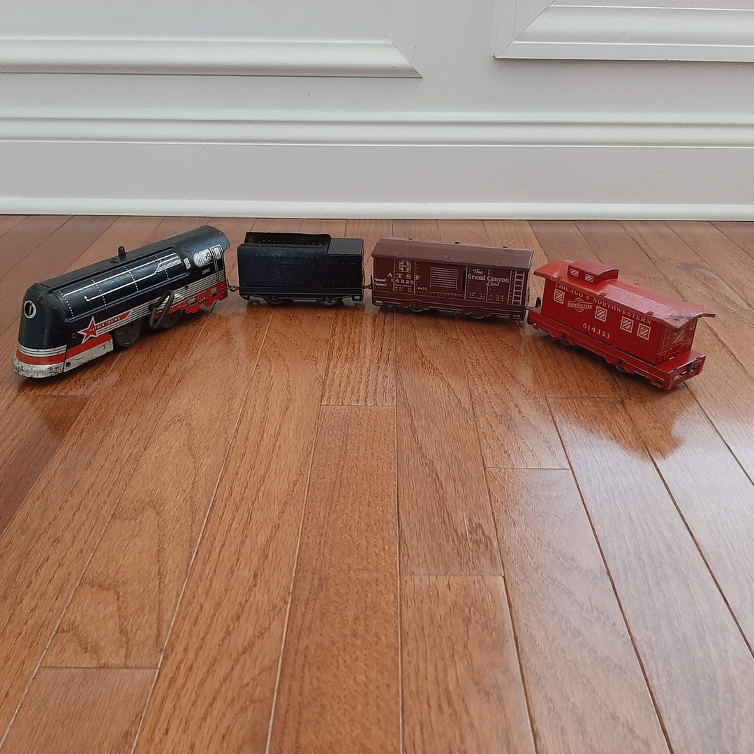 Vintage Tin Hafner Wind-up 4 Piece Train Set/ Tender/ Freight - Etsy