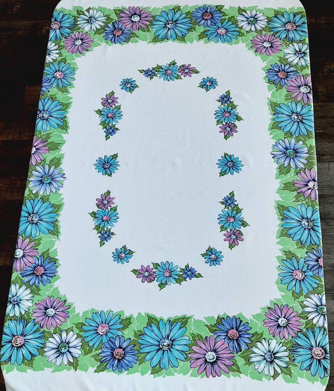Vintage 1950-1960s Rectangular Floral Cotton Tablecloth - Etsy