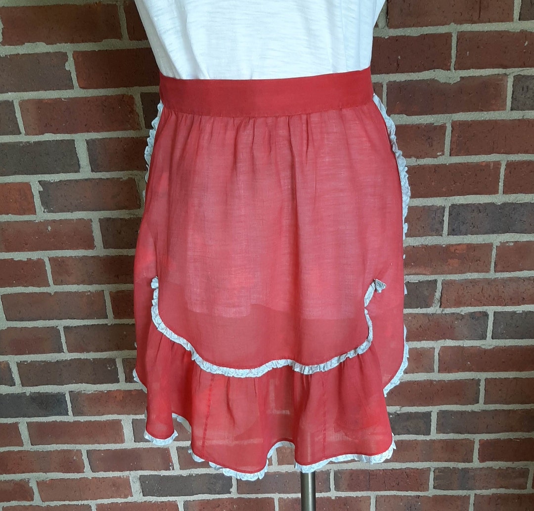 1950s Red Cotton Half Apron - Etsy
