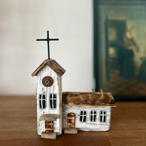 Set of 2 - Handmade Rustic Driftwood Miniature Church Decor Set ...