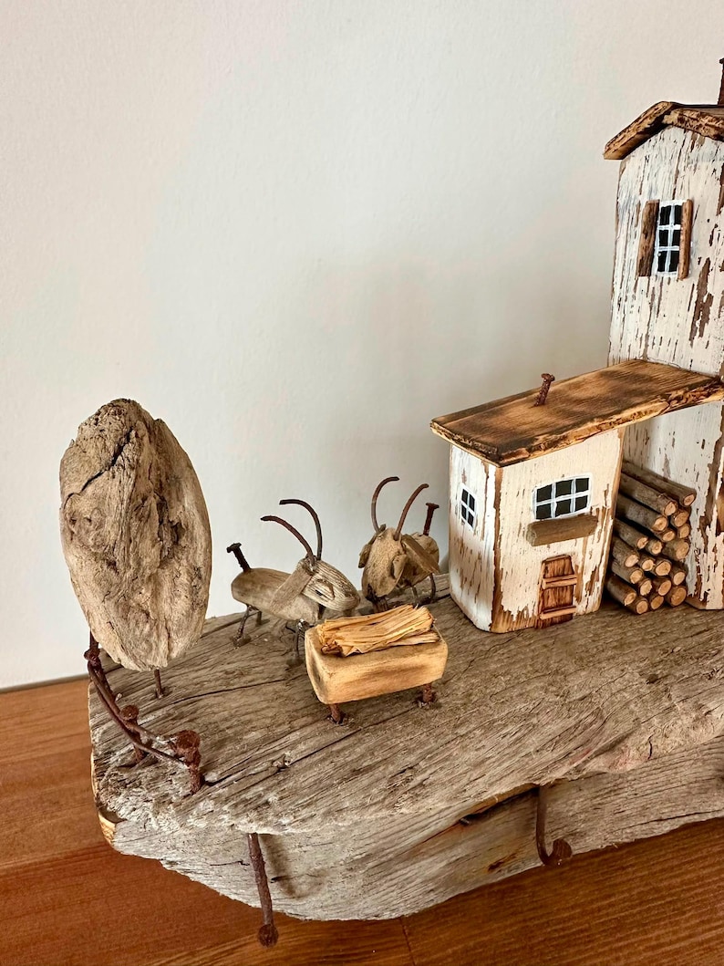 Handmade Driftwood Key Holder, Rustic Village Decor, Farmhouse Wall ...