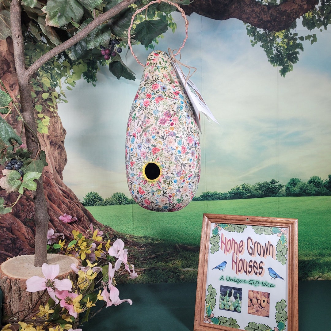 Multi-colored Floral Collage Birdhouse Gourd - Etsy