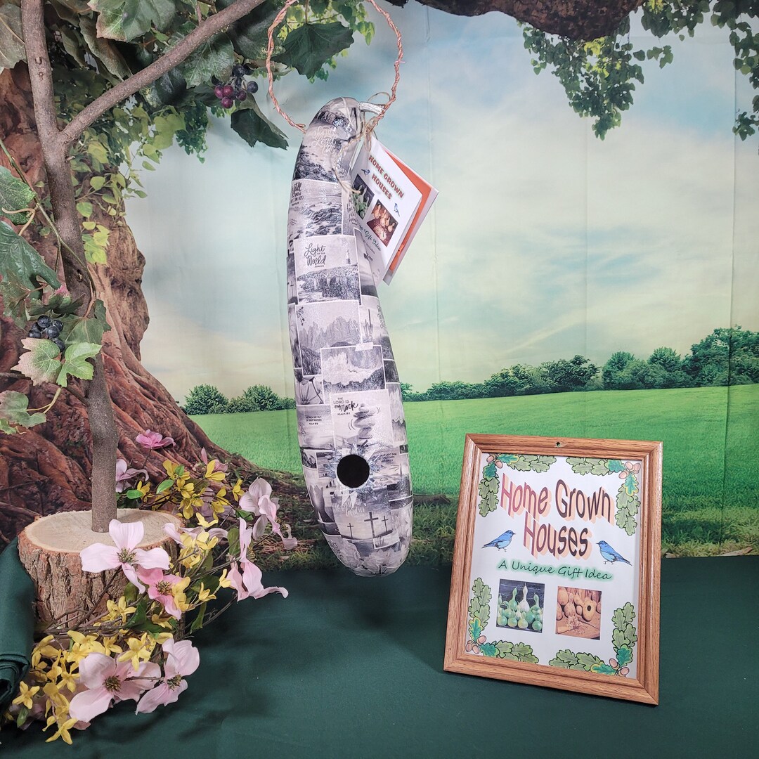 Black and White Scripture Collage Birdhouse Gourd - Etsy