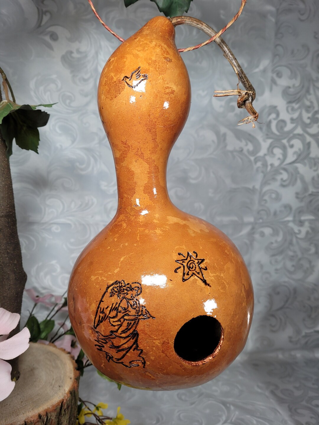 Angel Pyrography Birdhouse Gourd - Etsy