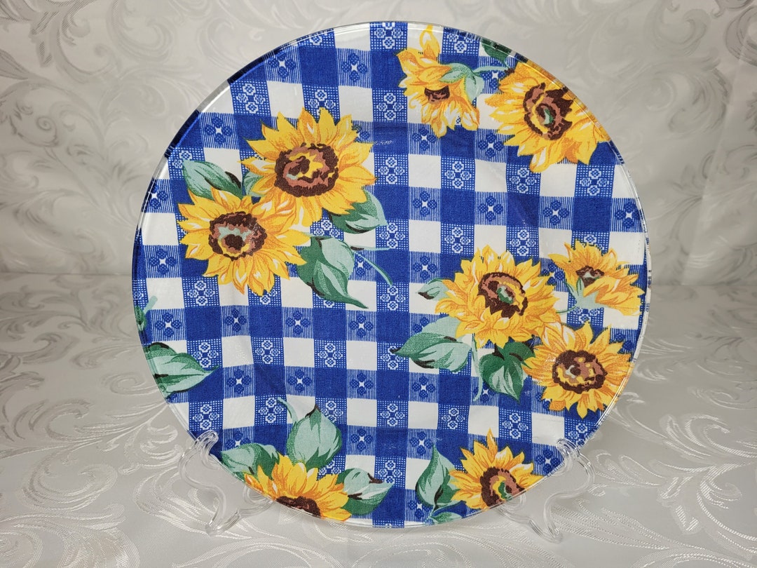 Checkered Sunflower Decorative Plate - Etsy