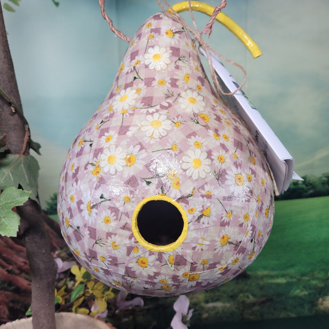 Daisie on Plaid Birdhouse Gourd - Etsy