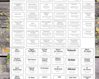 35 Names of God 3x5 Stickers, Printable Names of God Stickers ...