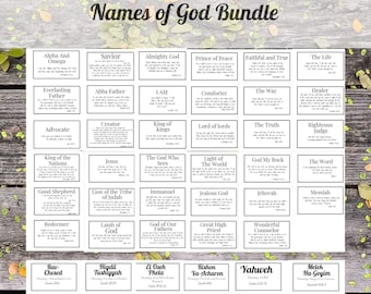 35 Hebrew Names of God 3x5 Notecards, Printable Names of God Notecards ...