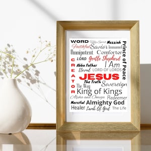 Names of God Word Art, Printable 8x10 Names and Attributes of God ...
