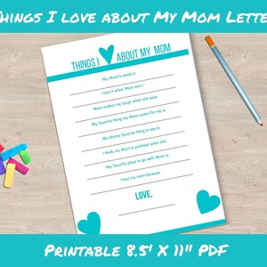 Things I Love About My Mom Printable Questionnaire for Kids, Mother's ...