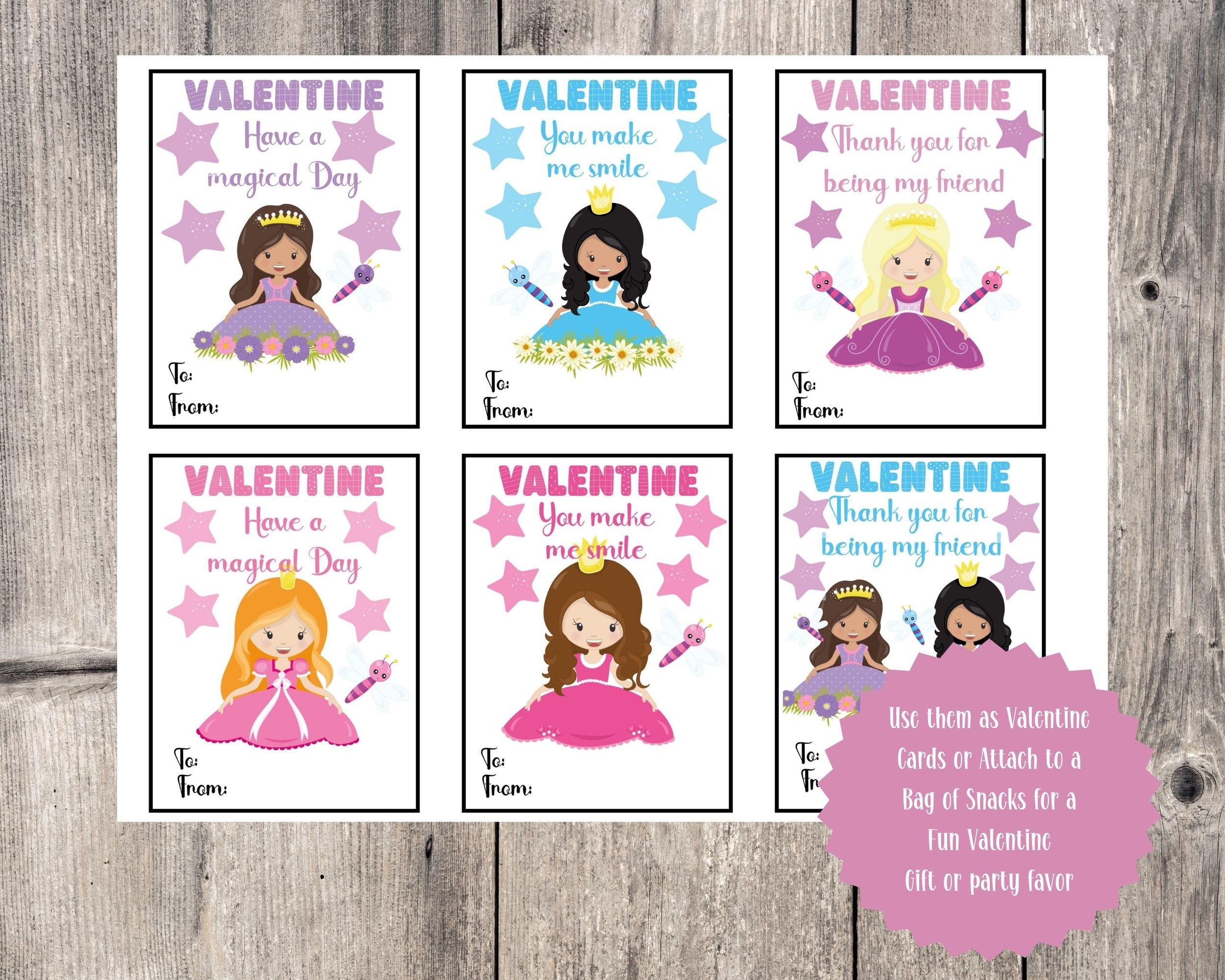 Cute Princess Themed Printable Valentines Cards for Your Little ...