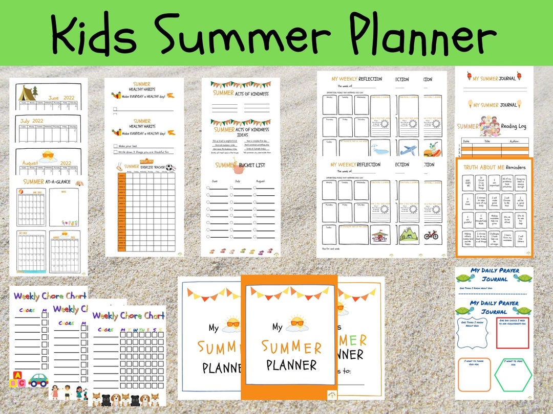 Kids Summer Planner, Printable Planner, Fitness Tracker, Prayer Journal ...