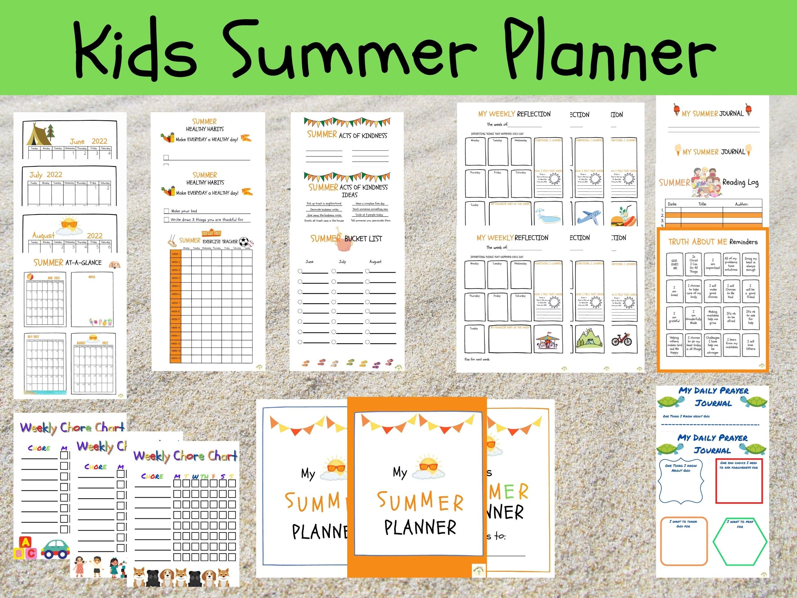 Kids Summer Planner, Printable Activity Pages (PDF Download) - Etsy