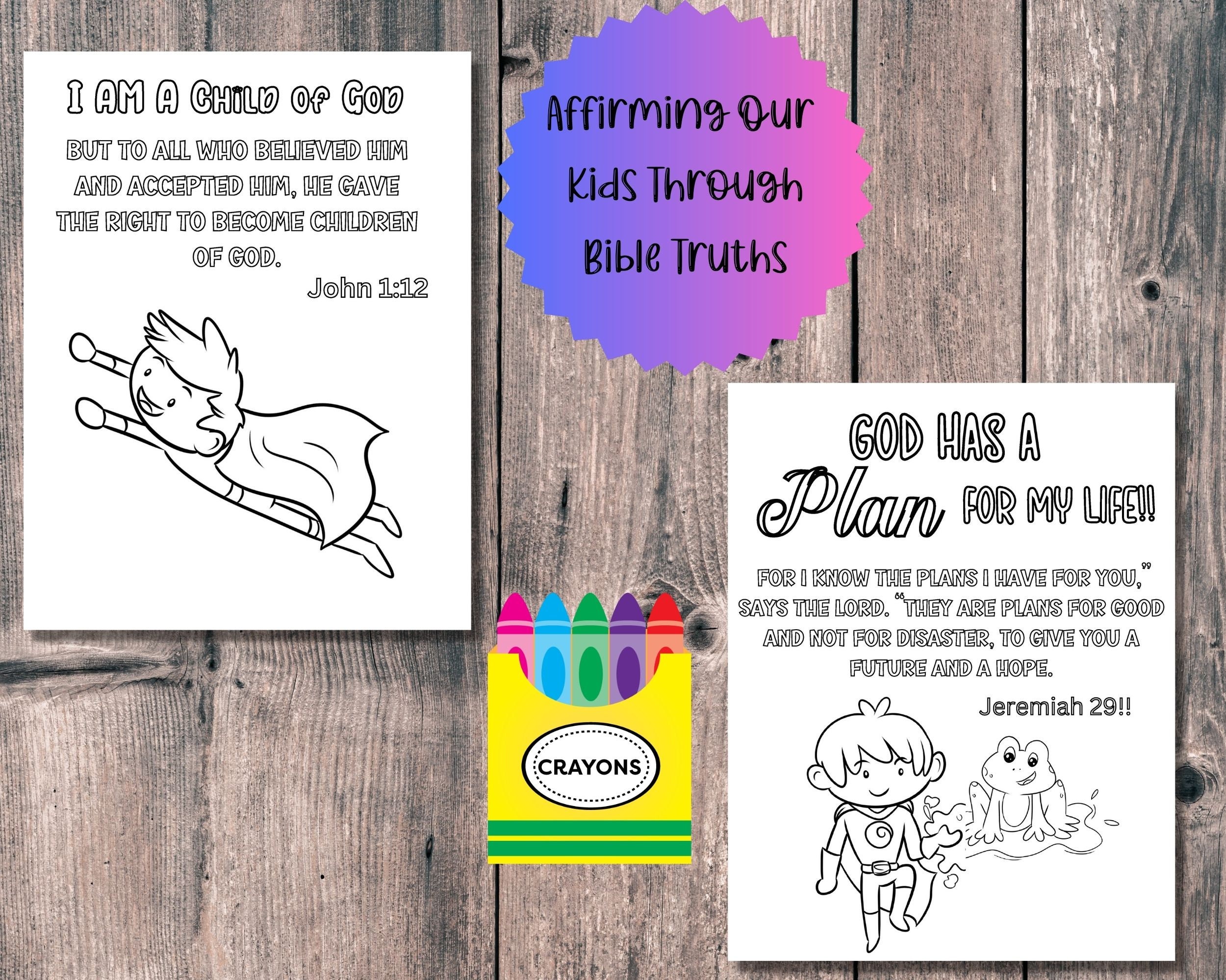 12 Kids Coloring Bible Verse Pages, Printable Superhero Bible Verse ...