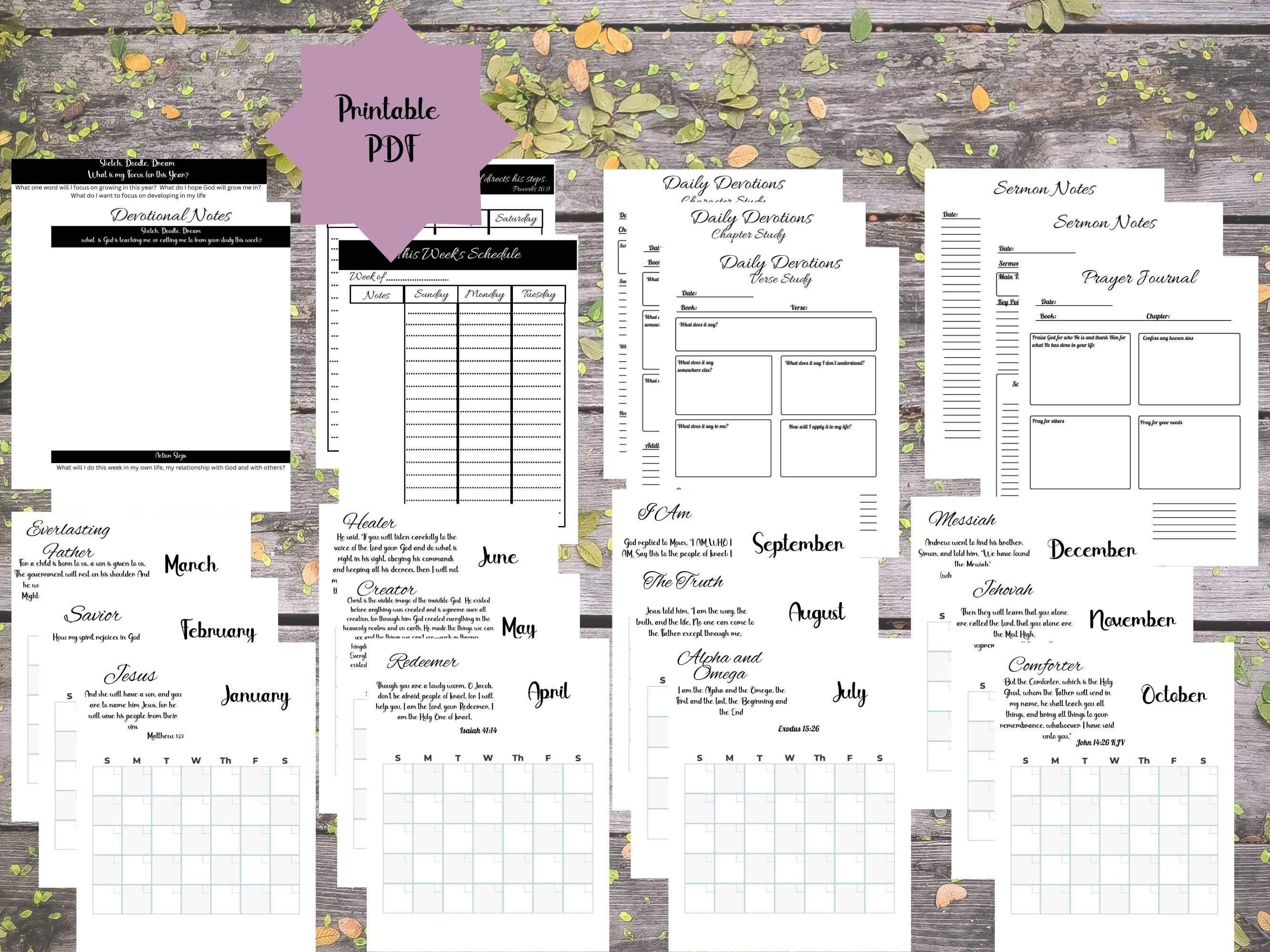 Great Printable Bible Study Planner Contains Names of God Monthly ...