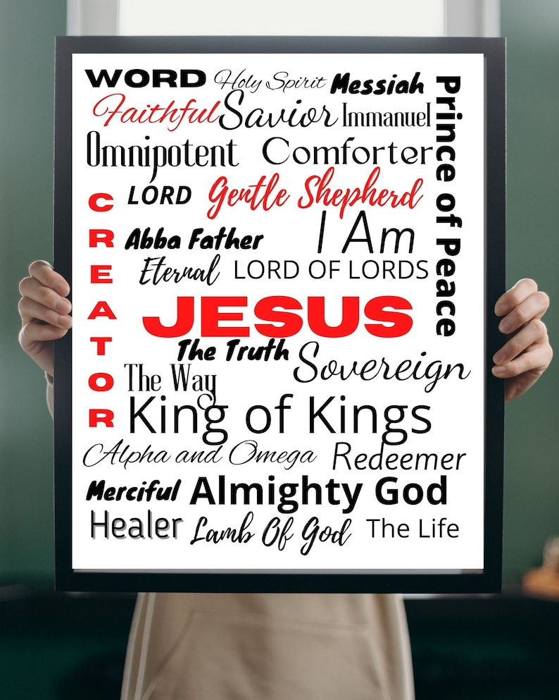 Names of God Word Art Poster, Printable Names and Attributes of God ...
