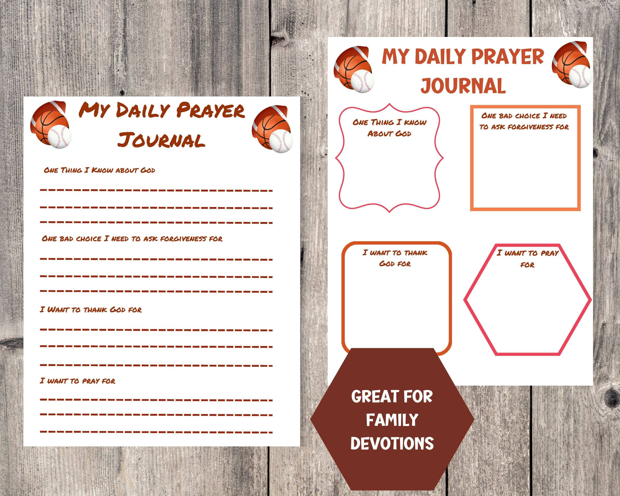 Sports Themed Kids Prayer Journal (printable PDF) - Etsy